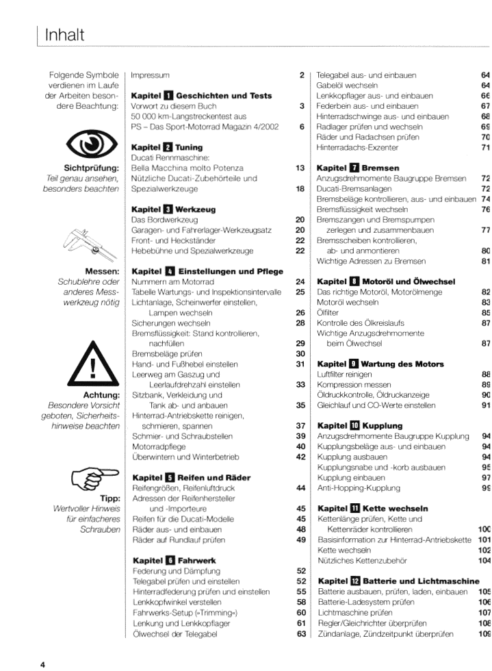 Reparaturanleitung Ducati 748, 916, 996 Typ H3, H2, ZDM916S