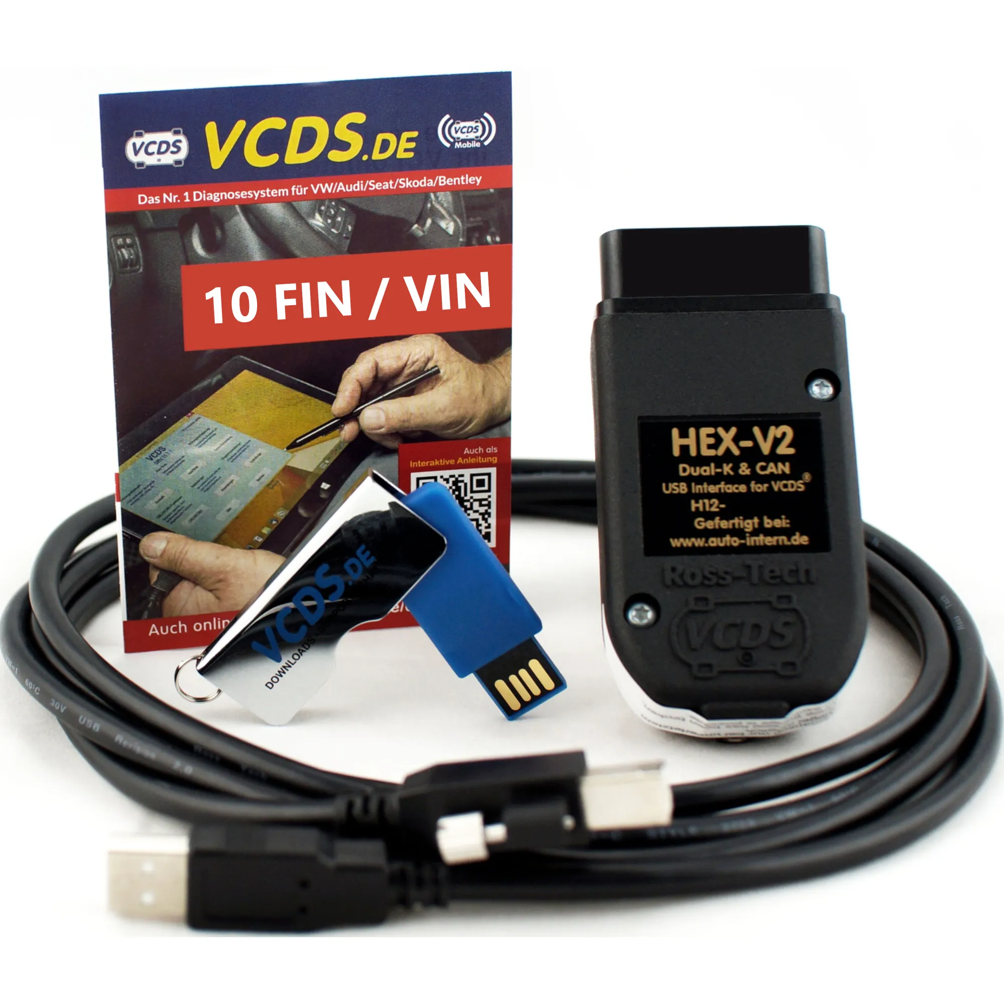 VCDS Diagnosegerät HEX-V2 OBD Diagnoseadapter Lizenz - 10 V