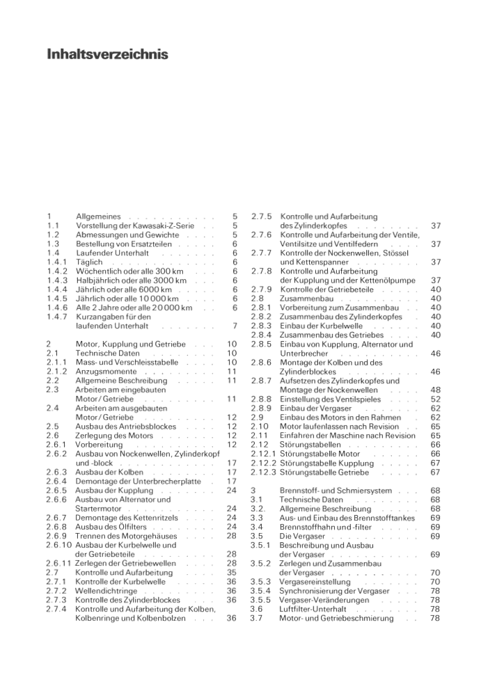 Reparaturanleitung Kawasaki Z 900 Z1/Z1-B Baujahre ab 1973