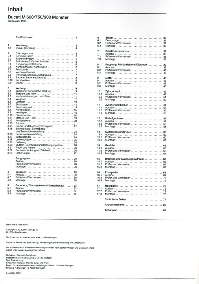 Reparaturanleitung Ducati Monster 600,750,900 Bj. ab 1993