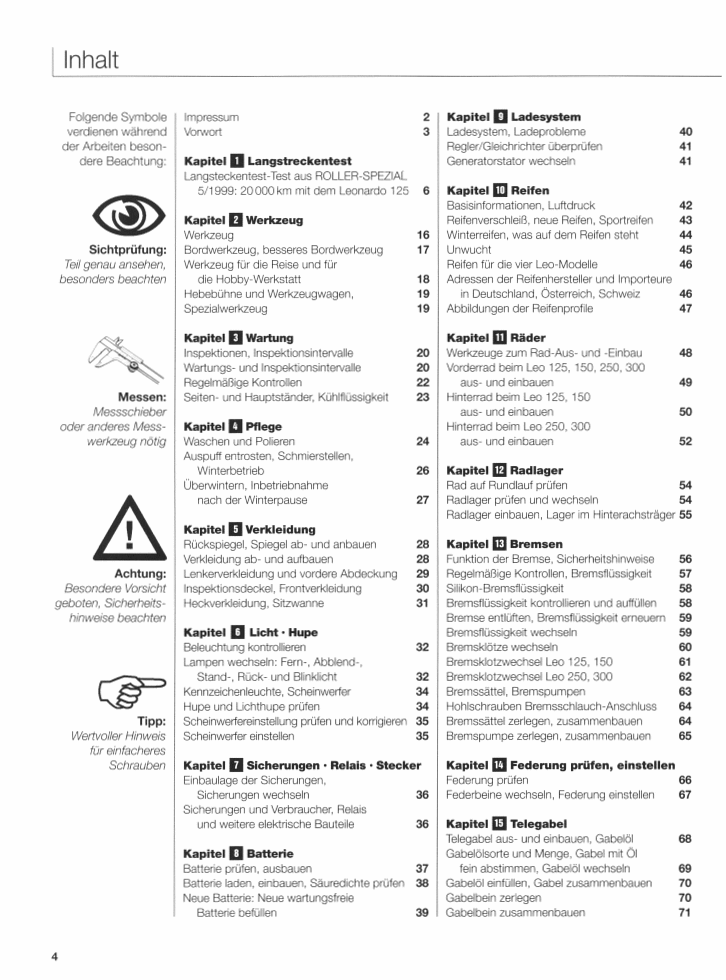 Reparaturanleitung Aprilia Leonardo 125,150,250,300 Bucheli