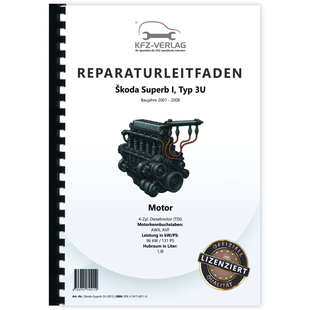 SKODA Superb I 3U 3U4 (01-08) Dieselmotor Reparaturanleitung